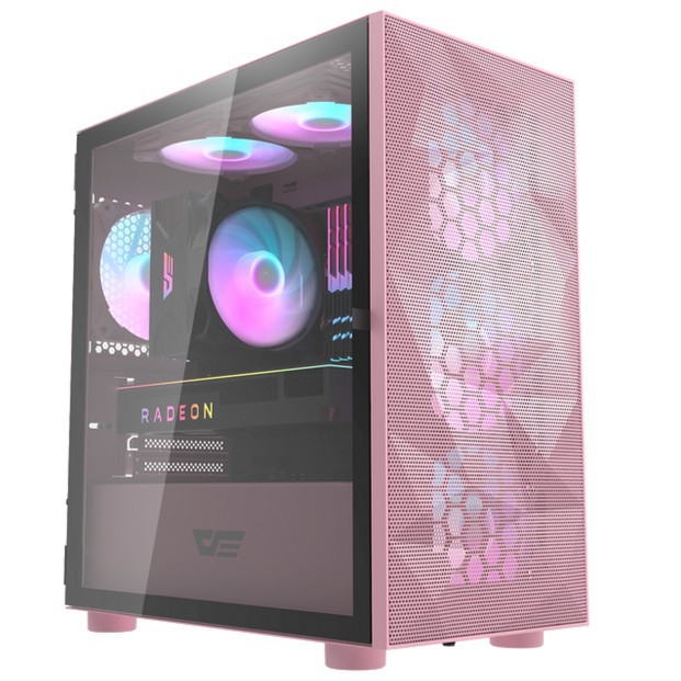 Jual DARKFLASH DLM21 MESH PINK LUXURY M-ATX TEMPERED GLASS PC CASE ...