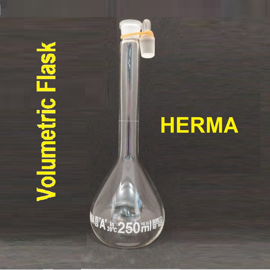 Jual LABU UKUR 2 LITER | LABU TAKAR | VOLUMETRIC FLASK WITH STOPPER HERMA | Shopee Indonesia