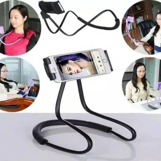 Jual Lazy Neck Stand Leher Universal / Holder Lazy Necklace Smartphone ...