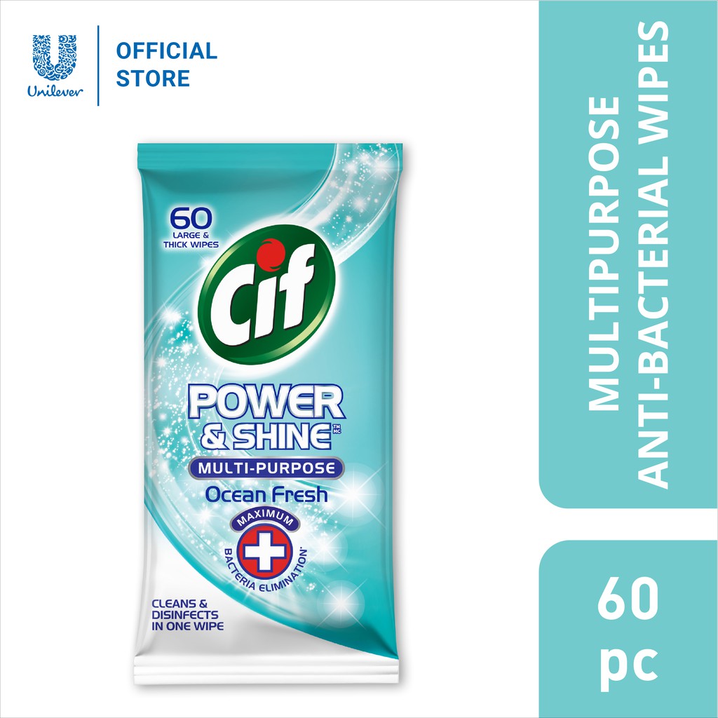 Jual Cif Power&Shine Wipes Ocean Fresh 60 sheets | Shopee Indonesia