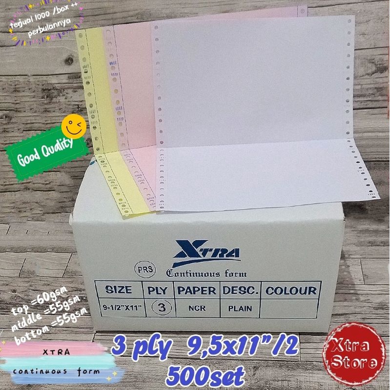 Jual kertas continuous form 3ply 500 set 9.5x11"dibagi 2 | Shopee Indonesia