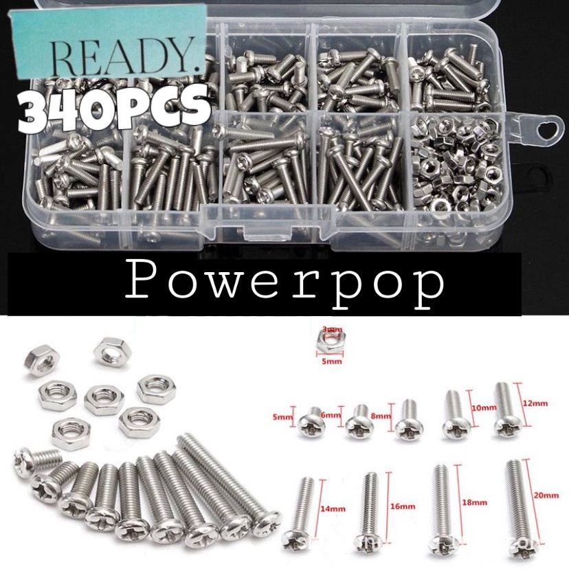Jual Mur Baut M3 Paketan Campuran 340pcs Stainless Steel Free Box ...