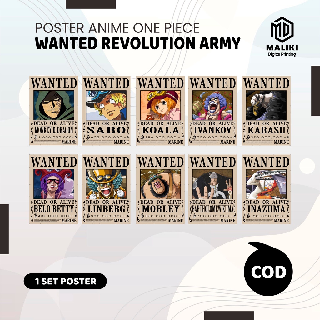 Jual Poster Wanted One Piece Revolution Army | Shopee Indonesia