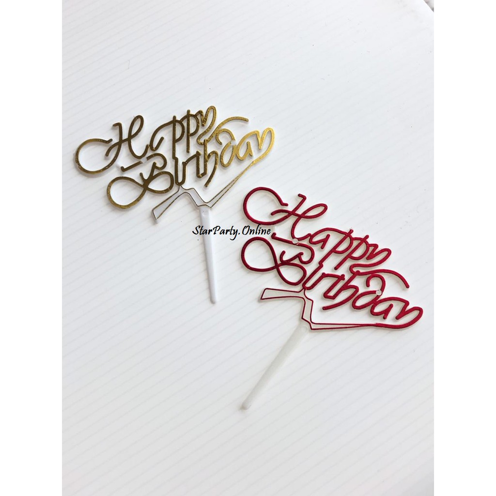 Jual Topper Tulisan HBD Latin 100 /Emas100 /Merah100Hiasan Kue | Shopee ...