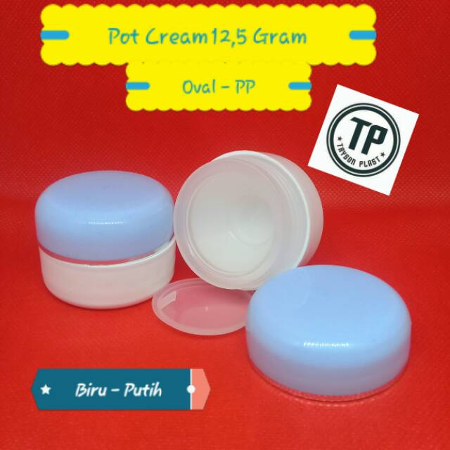 Jual Pot Cream 12,5 gr / 12,5 Gram Oval - Biru Putih | Shopee Indonesia