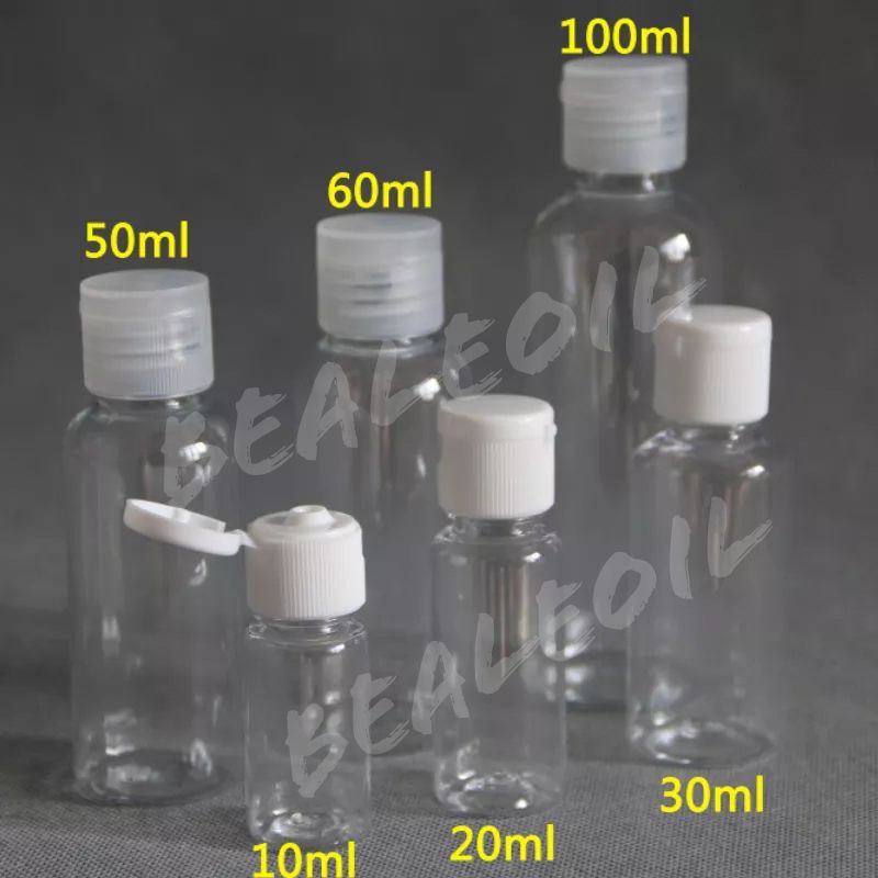 Jual Botol Plastik PET Tutup Flip 20ml 30ml 60ml 100ml Bening BEALE PACKAGING Botol Travel Flip ...