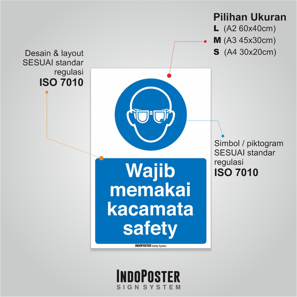 Jual Stiker Safety Sign Rambu K3 Wajib Memakai Kacamata Safety Glasses ...