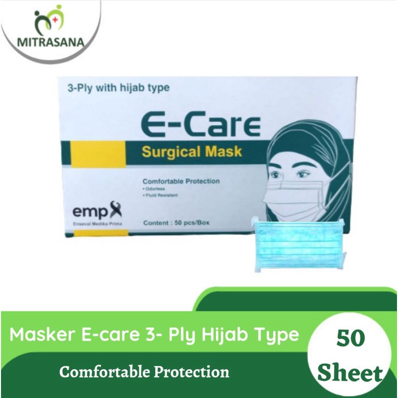 Jual Masker E-care 3- Ply tipe Hijab 30 pcs | Shopee Indonesia
