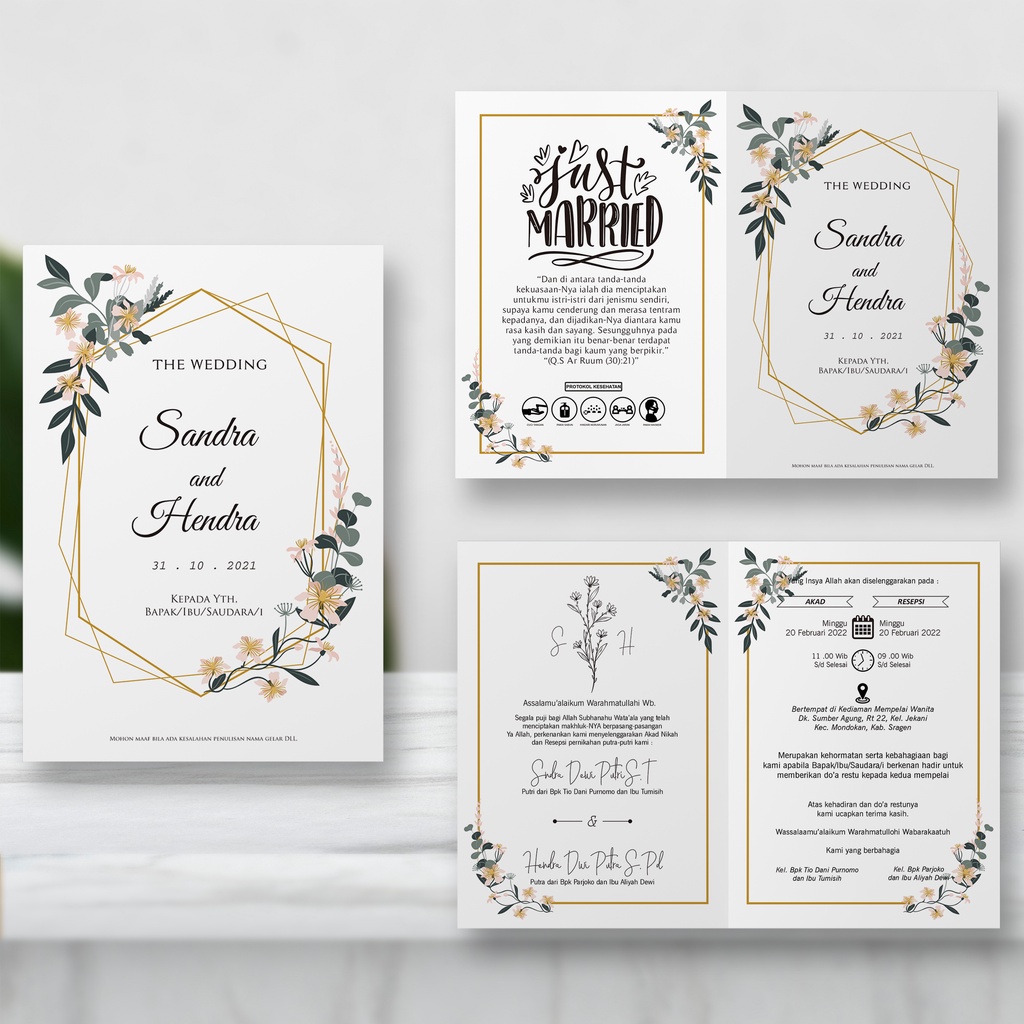 Jual Undangan Pernikahan Simple Elegan Rustik Cantik, Undangan murah ...