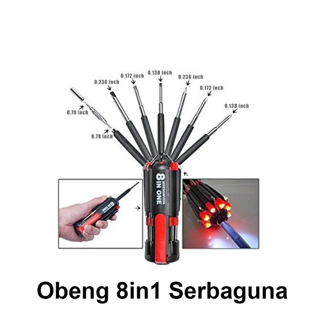 Jual Obeng Set 8 In 1 Senter Darurat Multifungsi + Screwdriver Lampu ...