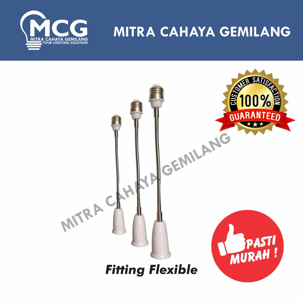 Jual Fitting Lampu sambung Flexible E27 40cm Pemanjang Extension Bohlam ...