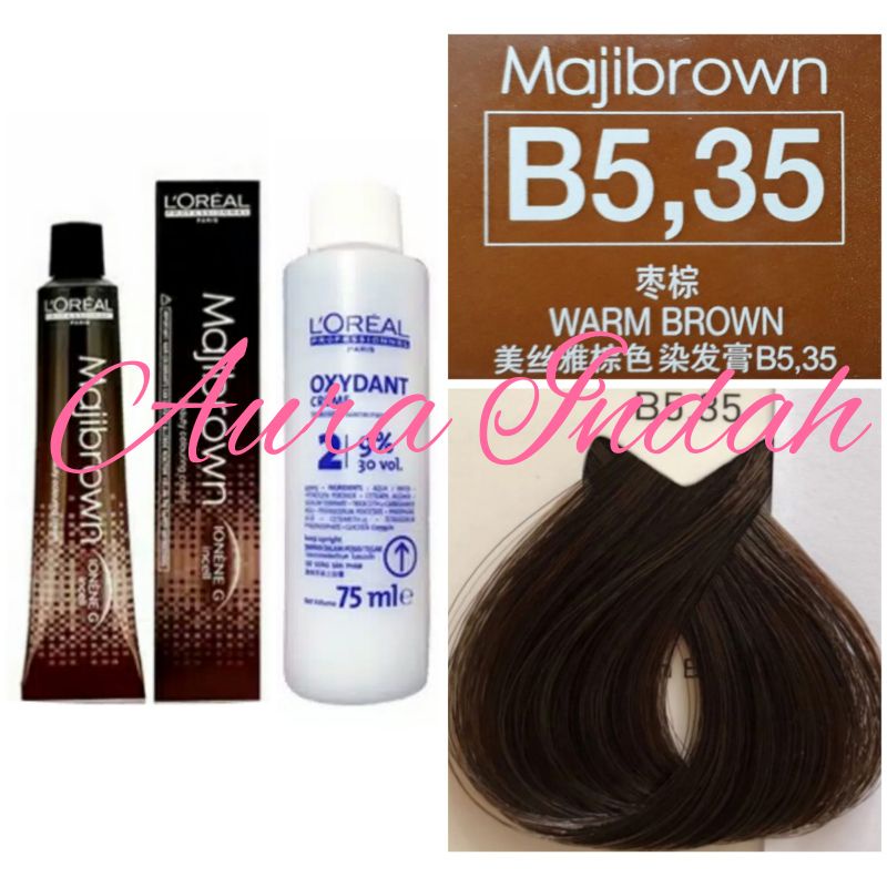 Jual LOREAL MAJIBROWN NO. B5.35 WARM BROWN & OXYDANT 75ML | Shopee ...