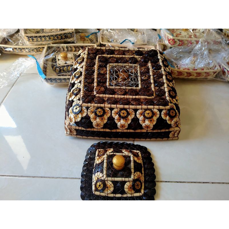 Jual Bokor Natural motif kotak -+31cm | Shopee Indonesia