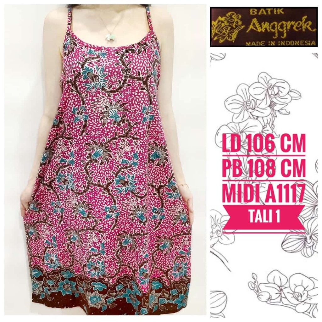 Jual DASTER YUKENSI CANTIK BATIK ANGGREK PREMIUM MIDI A1117 TALI 1 ...