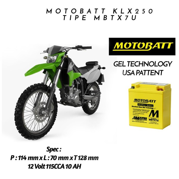 Jual Aki Motor Kawasaki KLX 250 Honda CBR 250 Yamaha R25 Motobatt MBTX7U Original | Shopee Indonesia