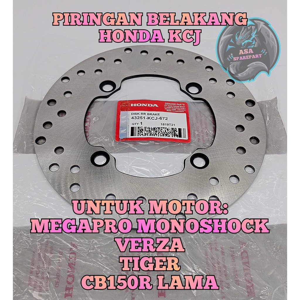 Jual PIRINGAN CAKRAM BELAKANG ASLI ORIGINAL HONDA KCJ MOTOR TIGER , MEGAPRO MONOSHOCK , MEGA PRO ...