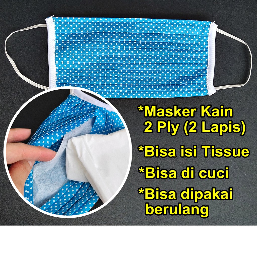 Jual Masker Kain 2 ply bisa di isi tissue bisa dicuci masker kain 2 ...