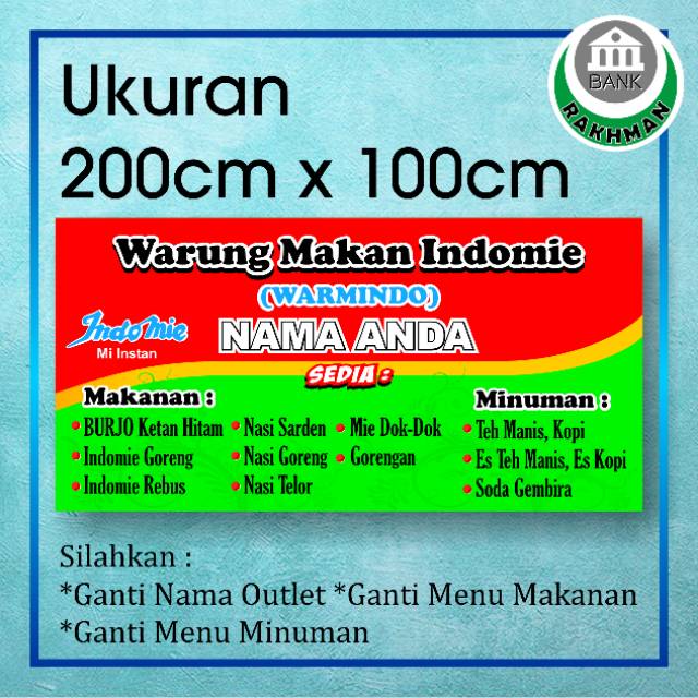 Jual SPANDUK BANNER | WARMINDO WARUNG MAKAN INDOMIE | UKURAN 200cm x ...