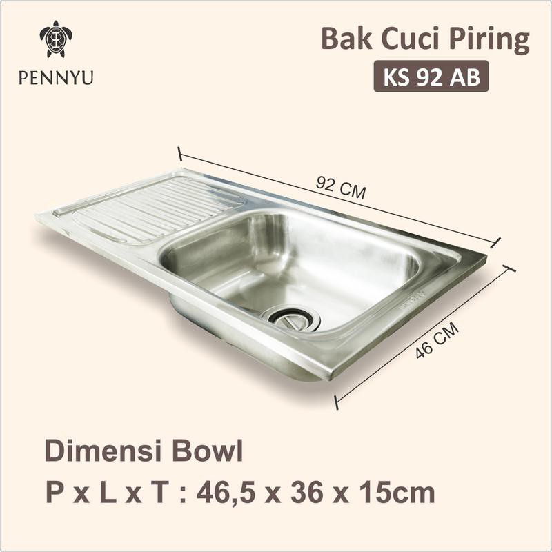 Jual Kicthen Sink - Bak Cuci Piring Stainless 1 bowl KS 92 AB Pennyu ...