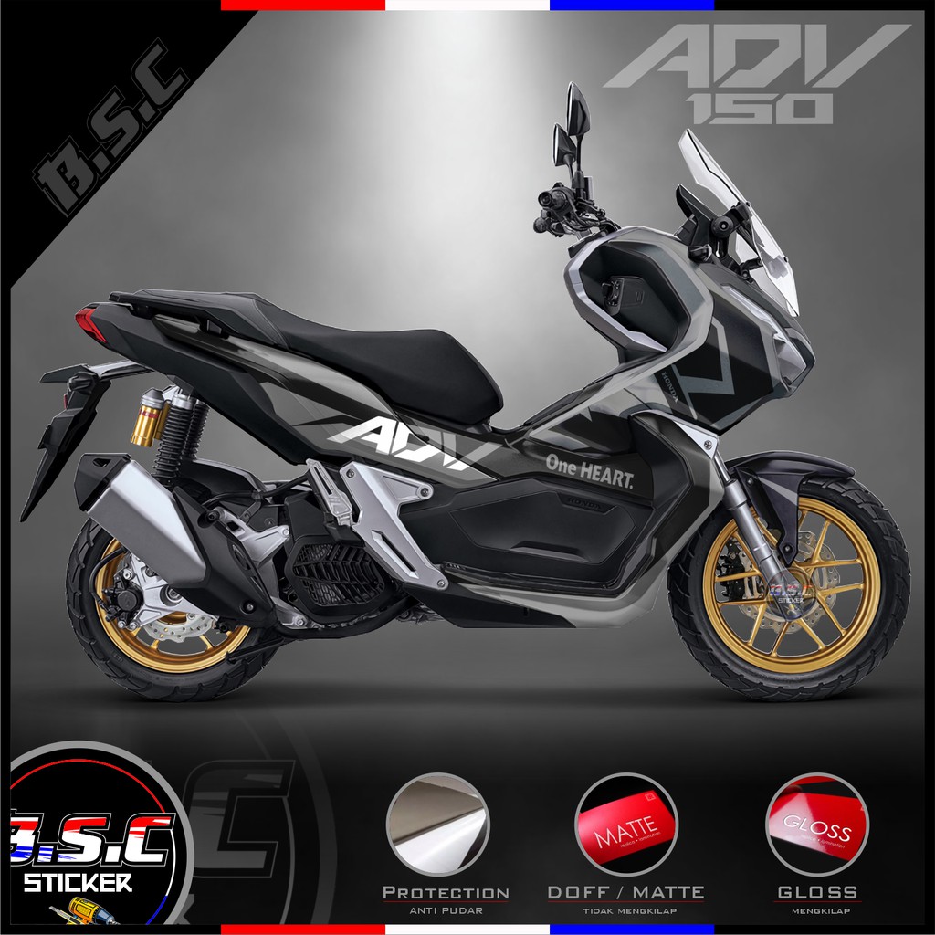 Jual Sticker Decal Motor FULL BODY ADV 150 Motif Simple Macho Black ...