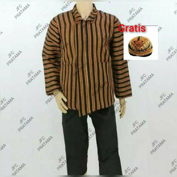 Jual WS Baju Surjan Lurik Jumbo XXL + Celana + Blangkon Pakaian Adat Jawa - XXL | Shopee Indonesia