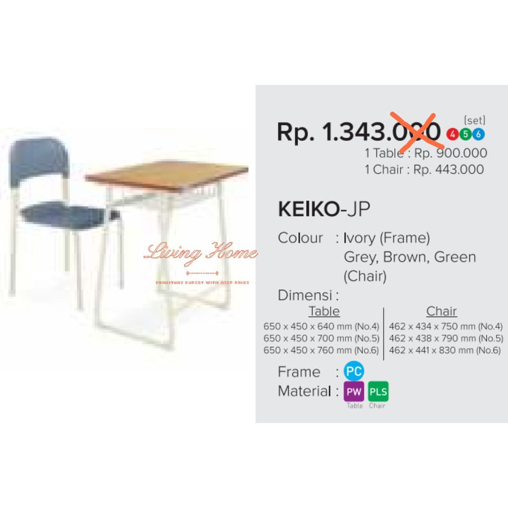 Jual Kursi Lipat Chitose Keiko JP School Table Chair Bangku Susun Meja ...