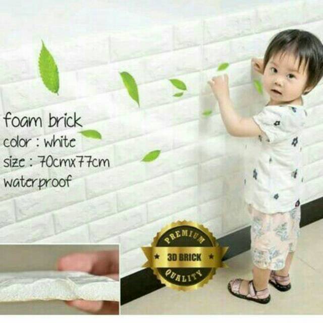 Jual Wallpaper Foam Dinding Bata Putih 3D White Brick Dekorasi Hiasan ...