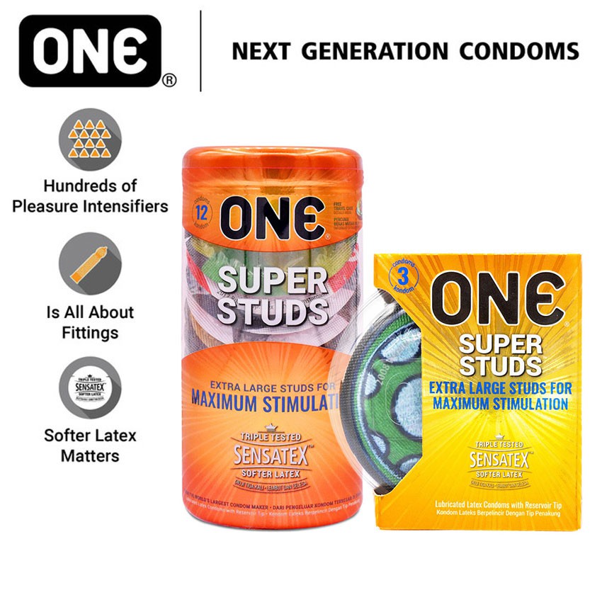 Jual ONE®️ Super Studs 12s + 3s - Kondom Tekstur Gerigi Plus Pelumas | Shopee Indonesia