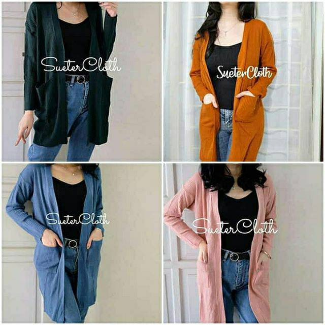 Jual Cardigan Wanita Rajut Halus Long Cardigan BELLE OVERSIZE | Shopee Indonesia