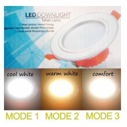 Jual Lampu Downlight Led 3 warna Lampu Down light Plafon 3 Warna 5 watt ...