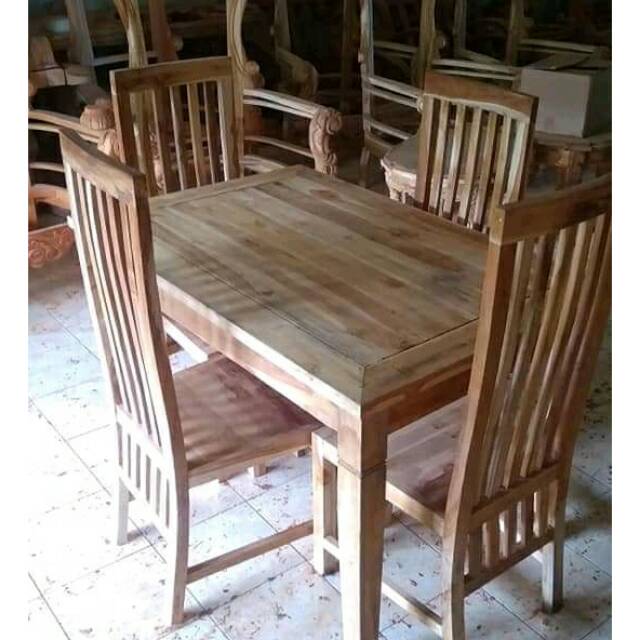 Jual Meja makan kursi balero salur kayu jati | Shopee Indonesia