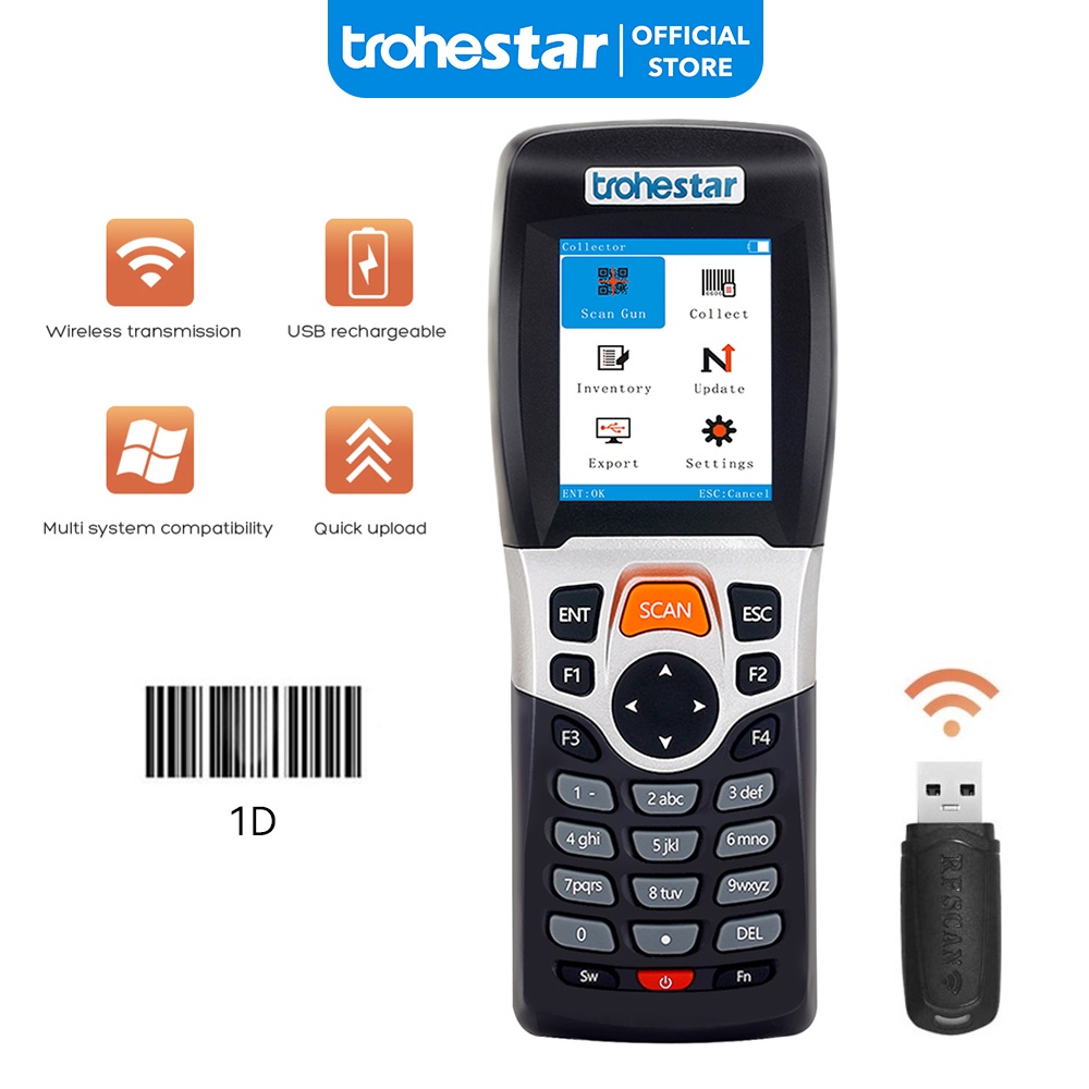 Jual TROHESTAR Wireless Barcode Scanner and Collector Portable Data ...