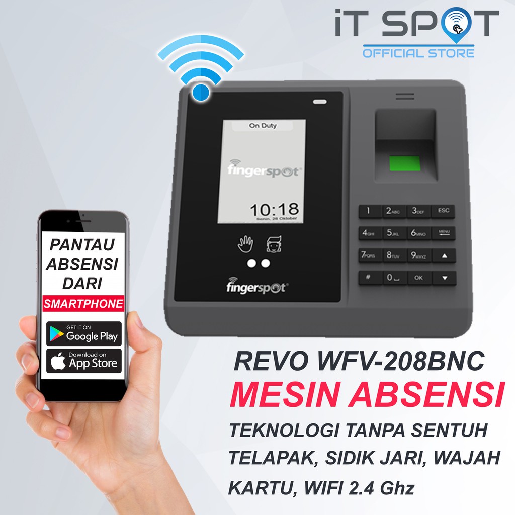 Jual Absensi Merk Fingerspot tipe WFV 208 BNC / WFV208 / VEIN TELAPAK ...