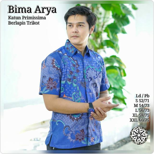 Jual baju batik pria lengan pendek kombinasi motif Bima Arya | Shopee ...