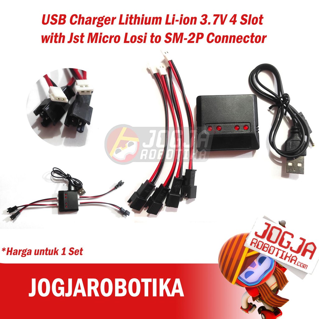 Jual USB Charger Baterai Mainan RC Lithium Li-ion 3.7V 4 Slot with Jst ...