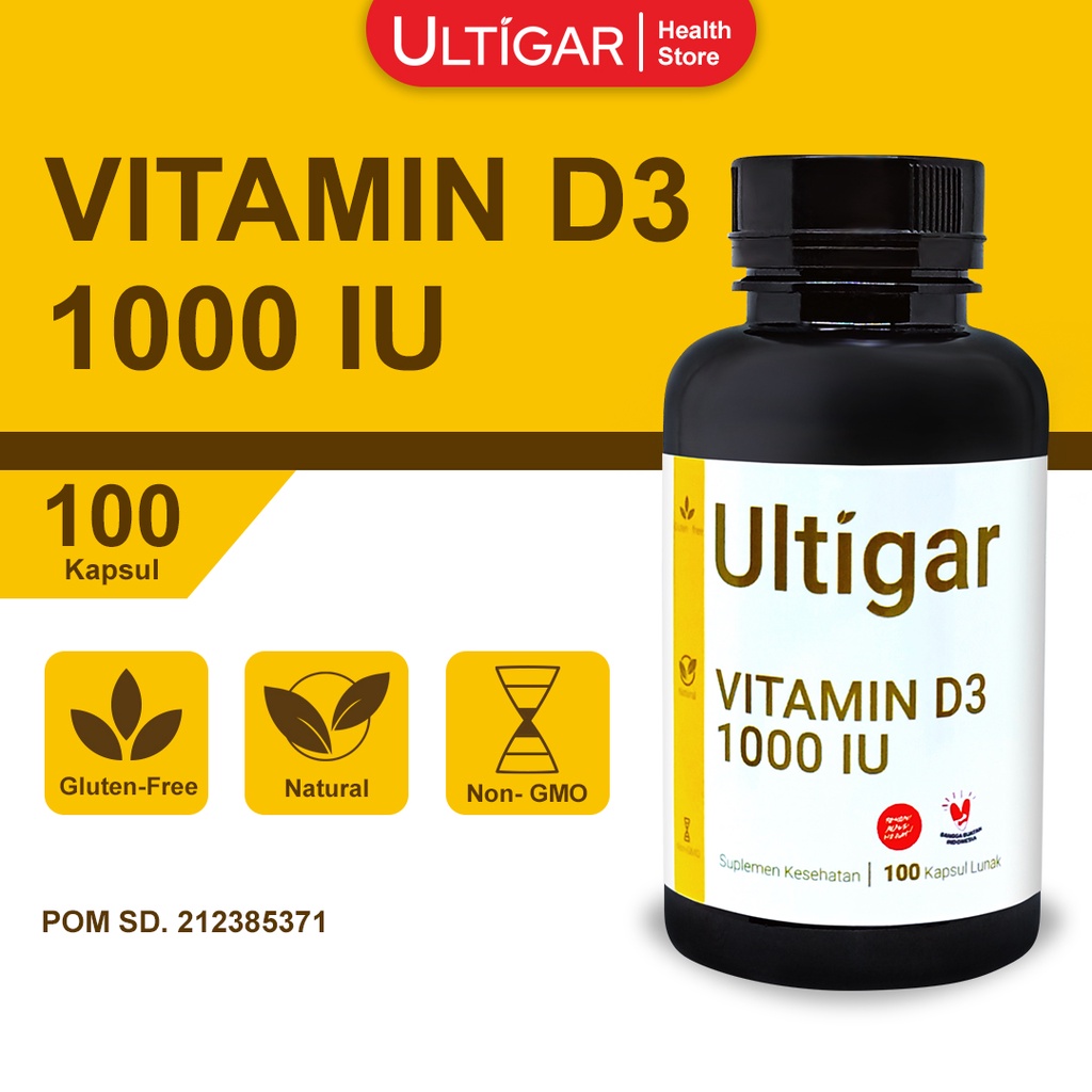 Jual Ultigar Vitamin D3 1000 Iu Botol Isi 100 Kapsul Lunak Natural 2117