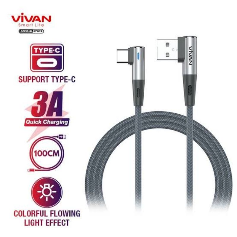 Jual Kabel Data Kabel Casan VIVAN BWC100S 3A Quick Charger Type-C ...