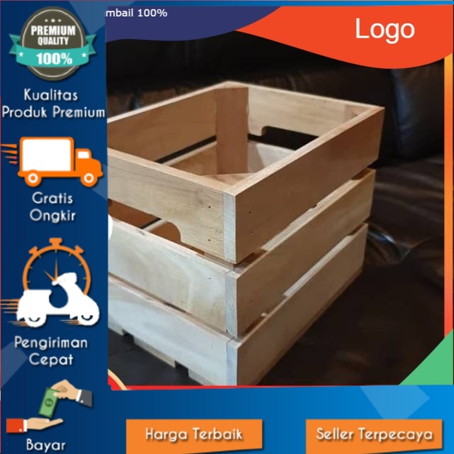 Jual wooden crate box kotak penyimpanan peti kayu 25cm x 20cm x 20cm ...
