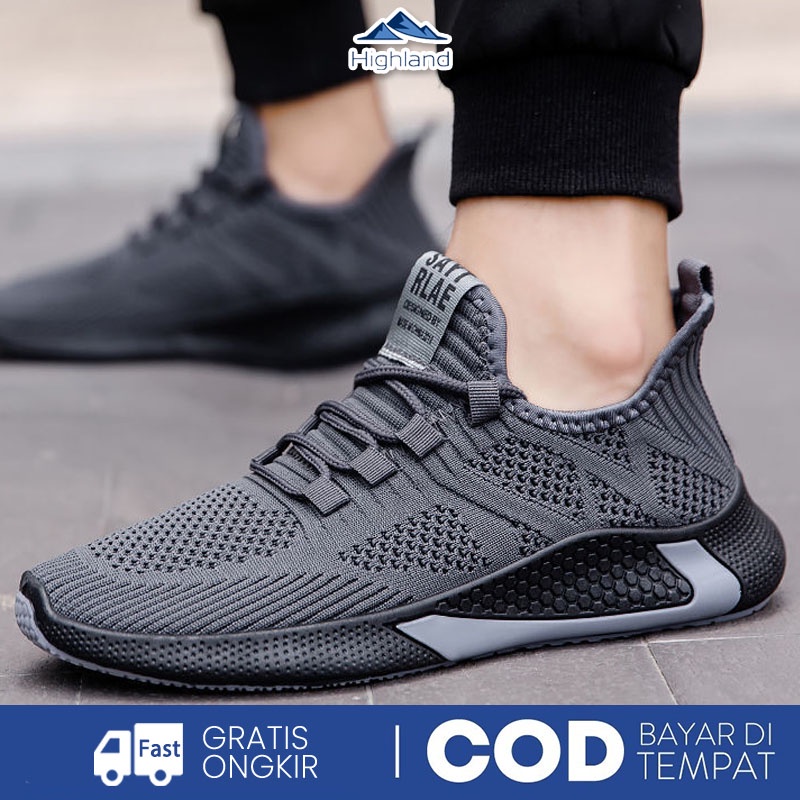 Jual Highland Sepatu Sneakers Pria Sepatu Olahraga Lari Cowok Sport Shoes Sepatu Jogging Kasual ...