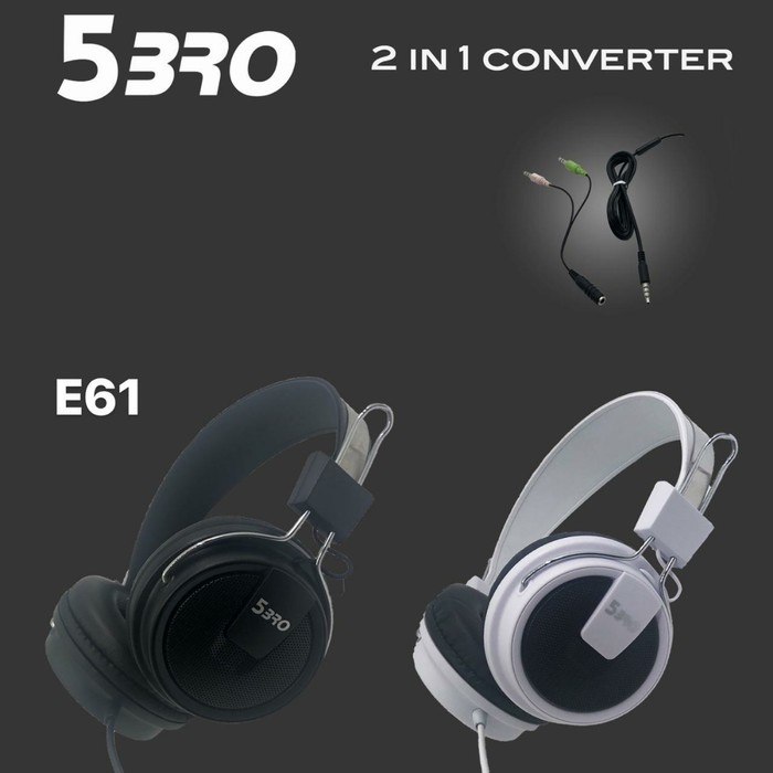 Jual headset bando kabel + mic e61 5bro bisa computer headphone - Putih ...