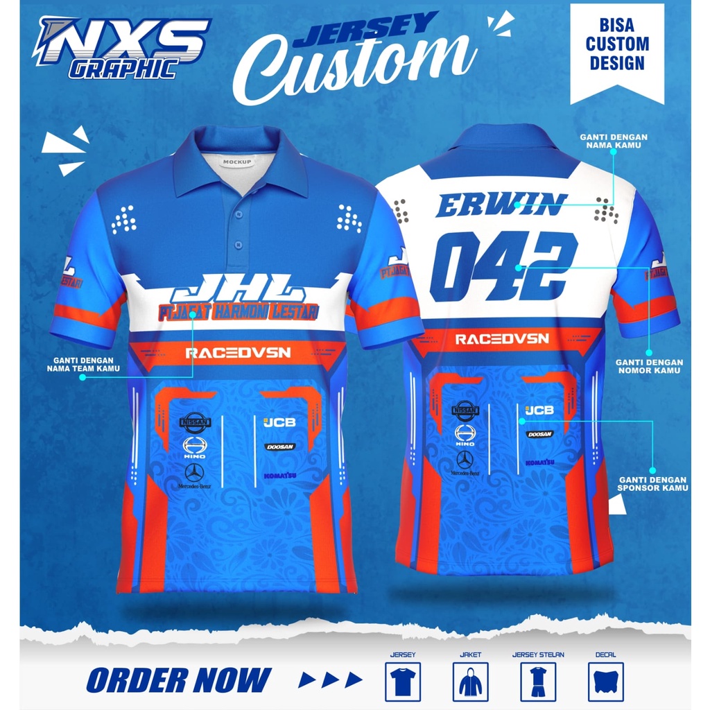 Jual JERSEY RACING BERKERAH FULL PRITING CUSTOM DESAIN | Shopee Indonesia