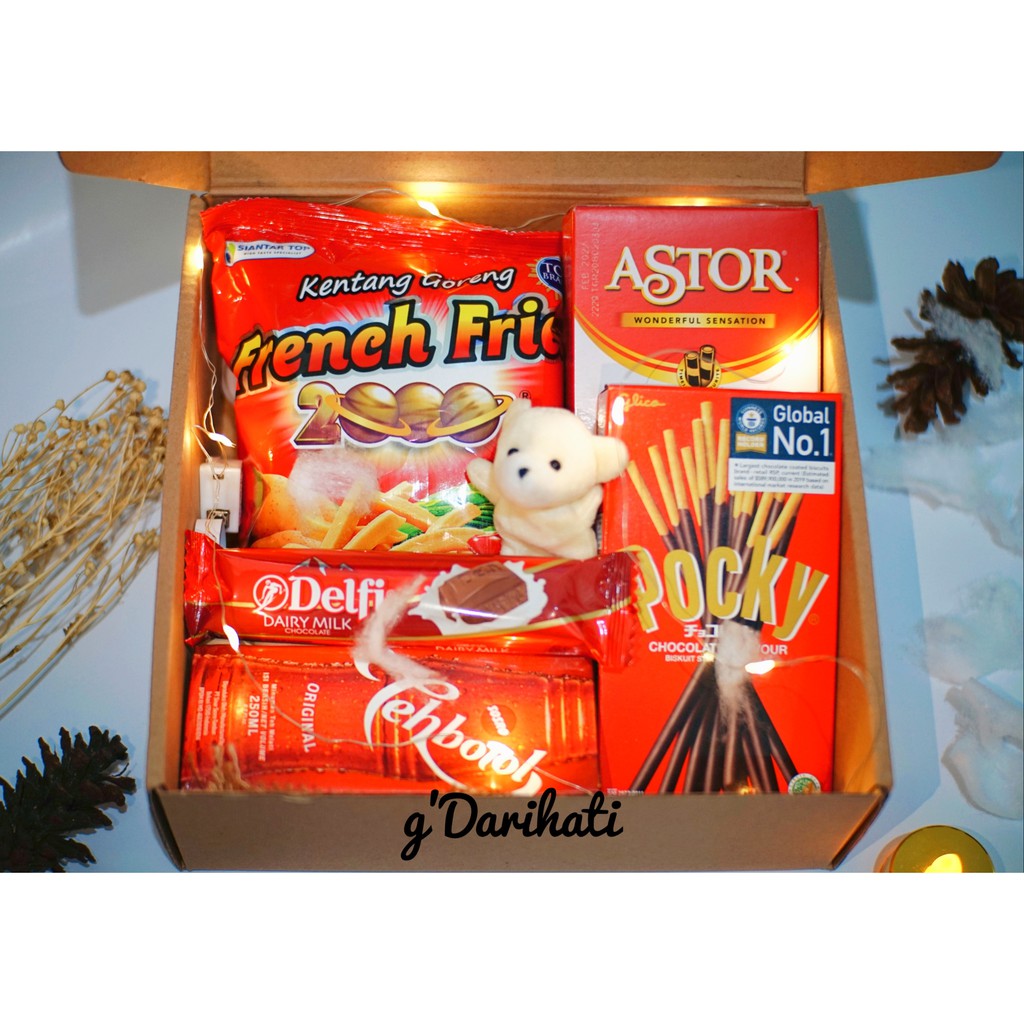Jual Giftbox/Hampers by custom ~ Snack Box Paket Merah (Free Masker) | Shopee Indonesia