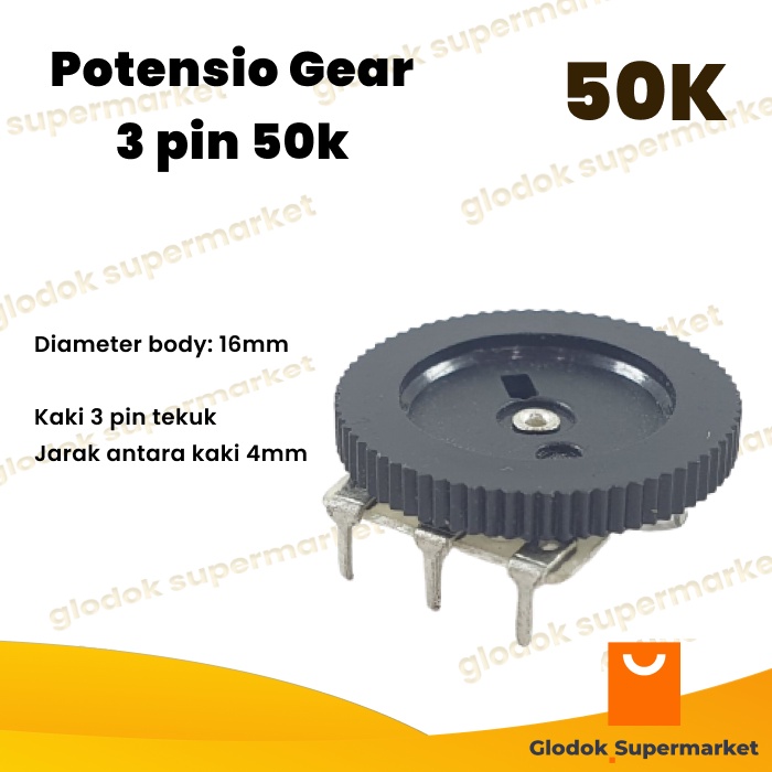 Jual Potensio Gear 3 pin 50k Mono Tuning FM Kancing Kaki 3 Tekuk ...