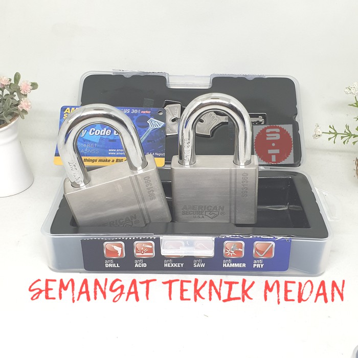 Jual GEMBOK AMERICAN SECURE TOOL KEY ALIKE KUNCI MASTER 60mm (2 in 1 ...