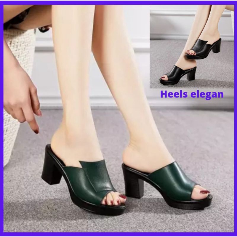 Jual Sepatu heels wanita/sendal hak tinggi bahan kulit (elegan ...