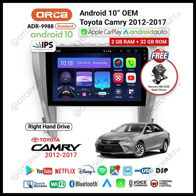 Jual Head Unit Tv Android 10" Inch Oem + Frame Toyota Camry 2012-2016 ...