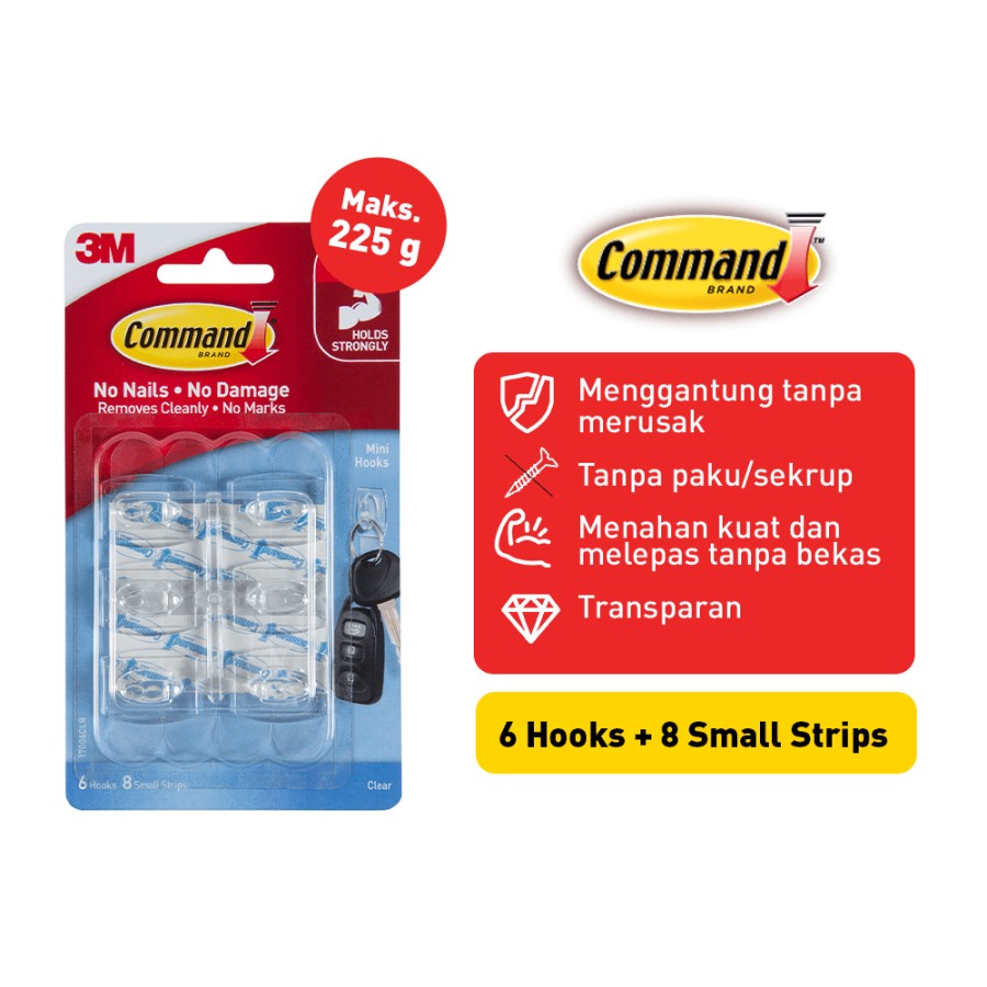 Jual Command 3M Gantungan Serbaguna Mini Clear Hook Perekat Kuat ...