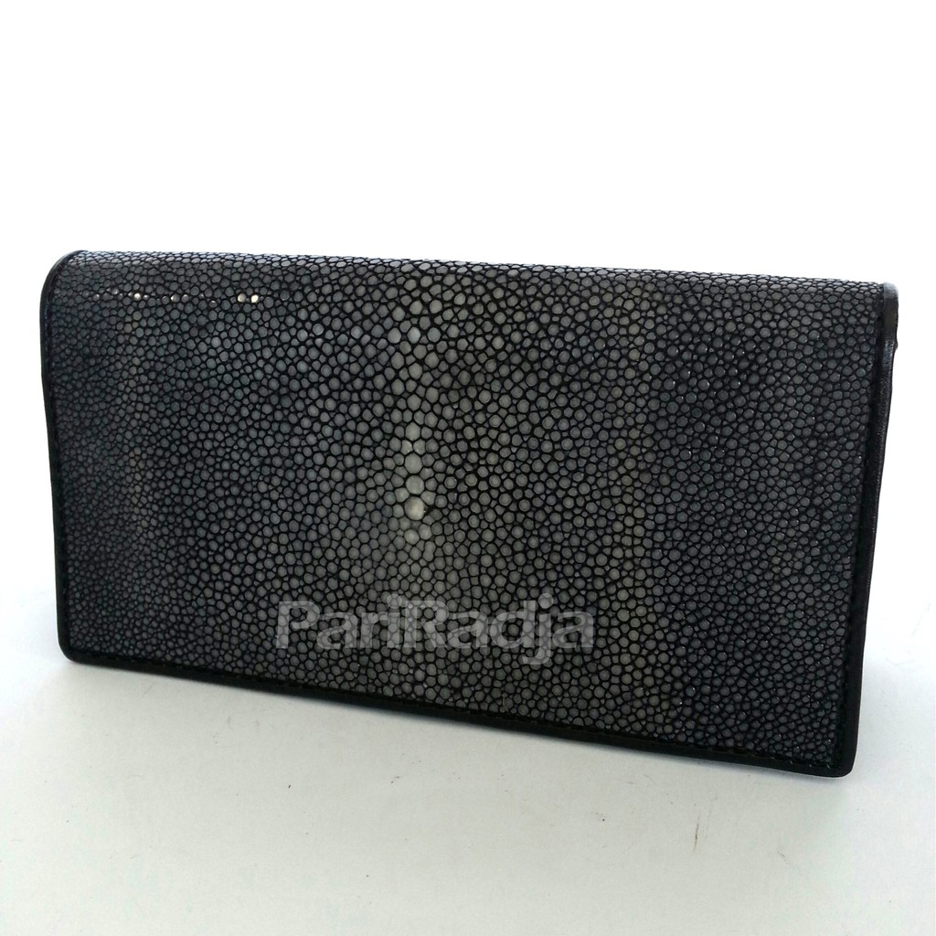Jual Dompet Kulit Ikan Pari Model Panjang Polish Hitam Pekat | Shopee ...