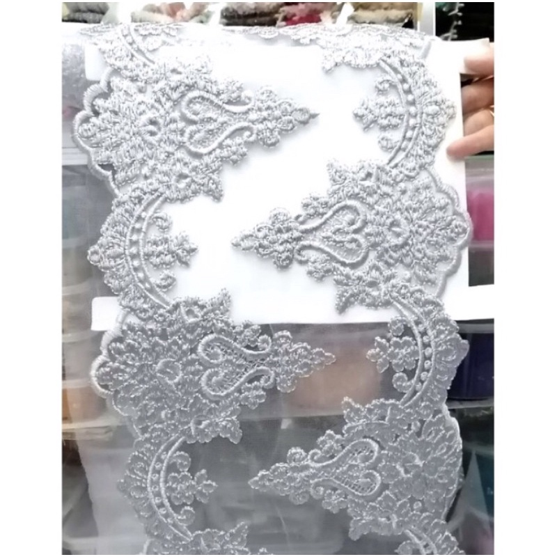 Jual Renda Bordir Tile 2 Sisi Harga Per Stengah Meter | Shopee Indonesia