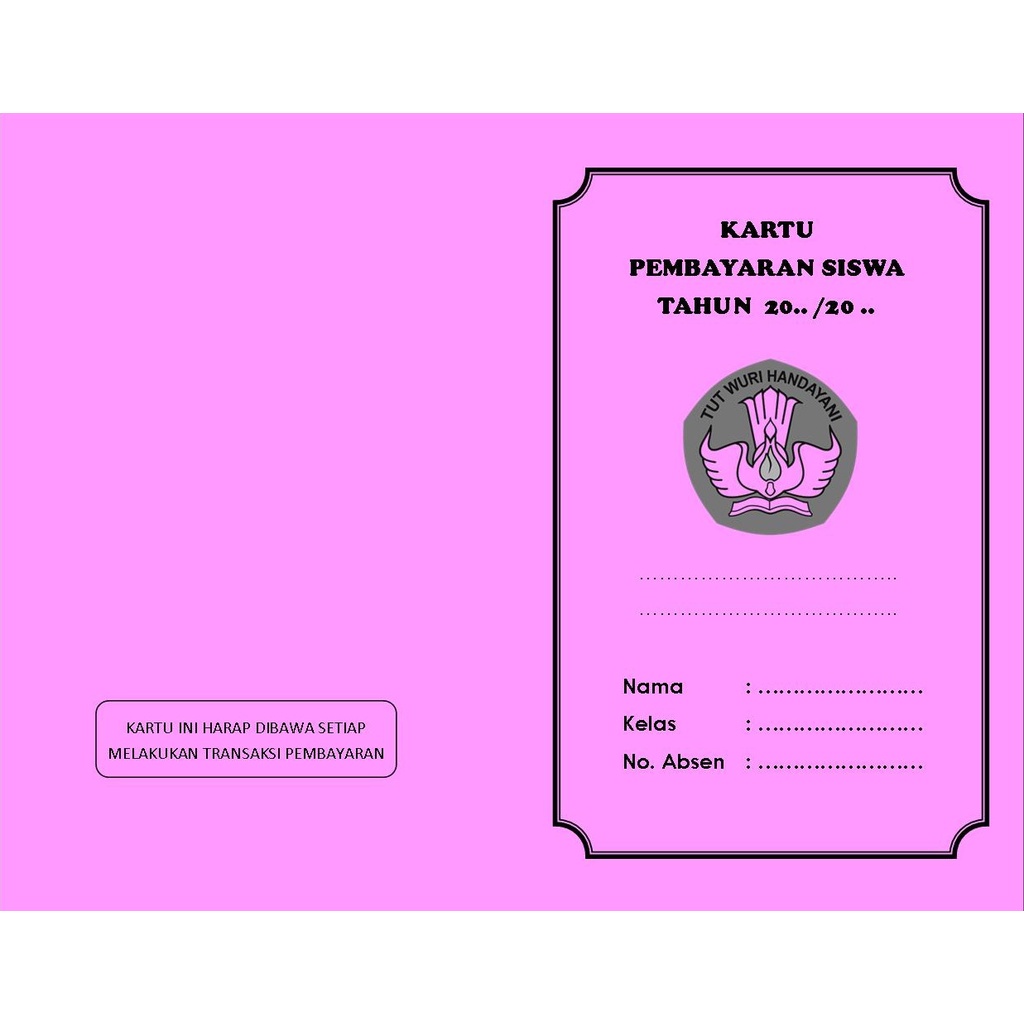 Jual NON-CUSTOM 50 PCS KARTU IURAN PAUD SD SMP SMA /SPP/BP3/INFAQ BULANAN JUMBO | Shopee Indonesia